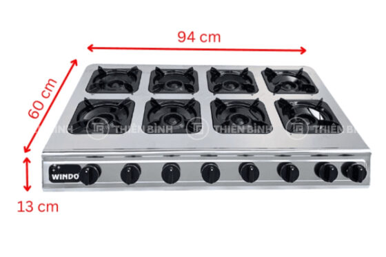 Bếp gas công nghiệp 8 họng gang Windo-812 giá tốt, bảo hành chính hãng